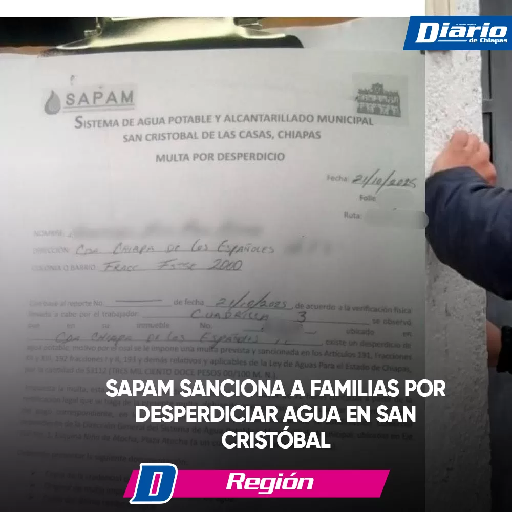 SAPAM sanciona a familias por desperdiciar agua en San Cristóbal ...