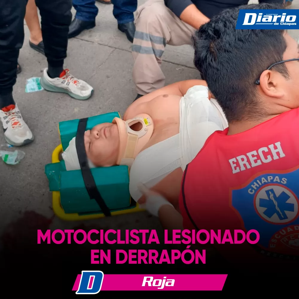 Motociclista lesionado en derrapón - Diario de Chiapas